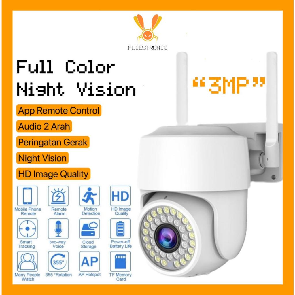 Jual COD FLIESTRONIC Camera CCTV 3MP 2Antena / Human Tracking Full HD ...