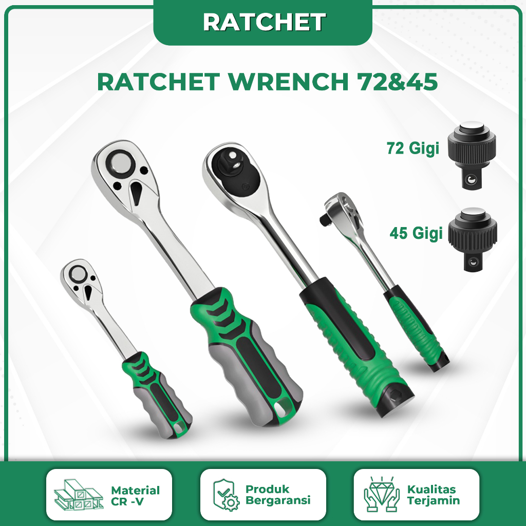 Jual ISKU Gagang Kunci Sok Ratchet 1/4 - 1/2 Inch Gagang Ratchet ...