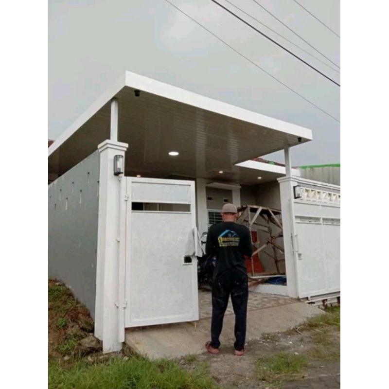 Jual kanopy PVC rangka baja ringan atap alderon rs berikut talang ...