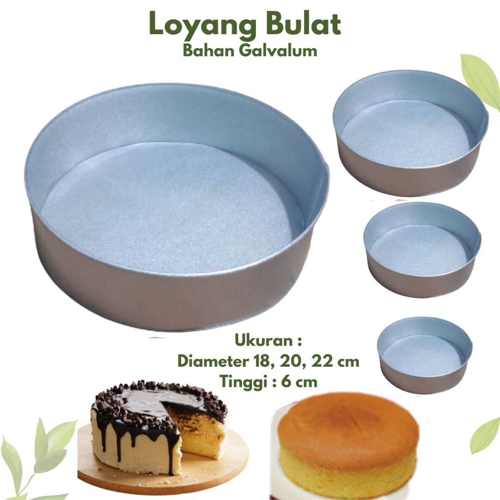 Jual loyang bulat 3 pcs ukuran 18, 20 dan 22 cm+gratis pemisah telor ...