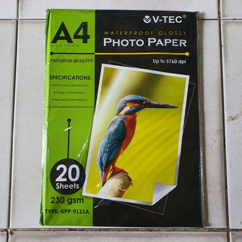 Jual Kertas Glossy Photo / Kertas Foto 230gsm A4 V-tec | Shopee Indonesia
