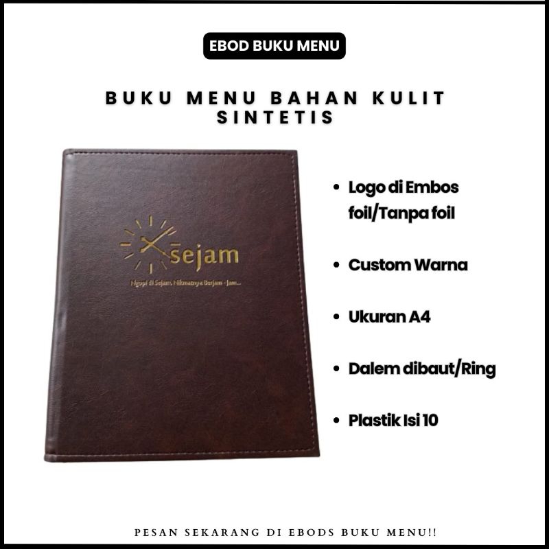 Jual Cover Buku Menu Kulit Sintetis A4 (Hotel, Caffe, Restoran ...