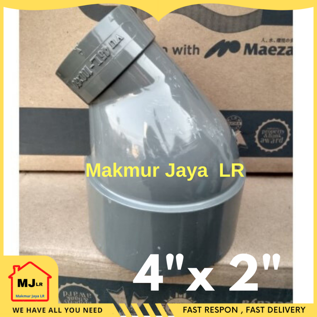 Jual Elbow Increaser 45 derajat 4 x 2 inch PVC RUCIKA Reducing Keni 4" x 2" Reducer Knee 4x2 4 ...