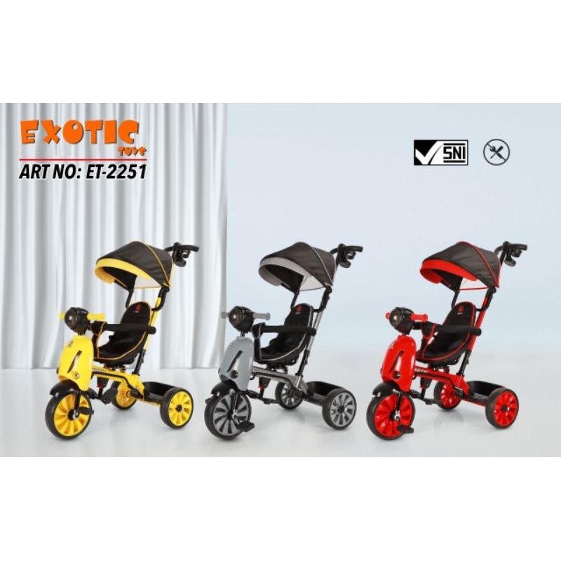 Jual SEPEDA RODA TIGA TRICYCLE STROLLER ANAK EXOTIC ET2251 VESPA MUSIK ...