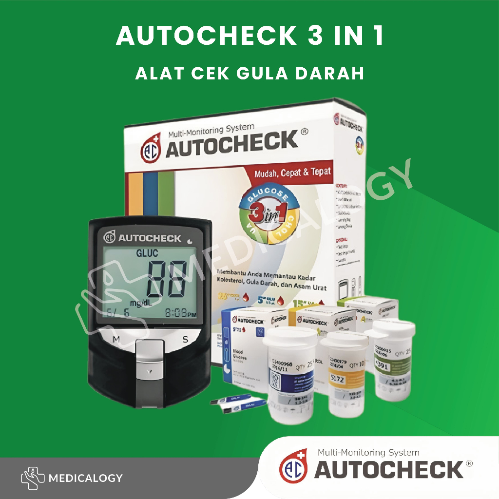 Jual Autocheck GCU 3 in 1 (Alat cek Gula Darah, Kolesterol & Asam Urat ...