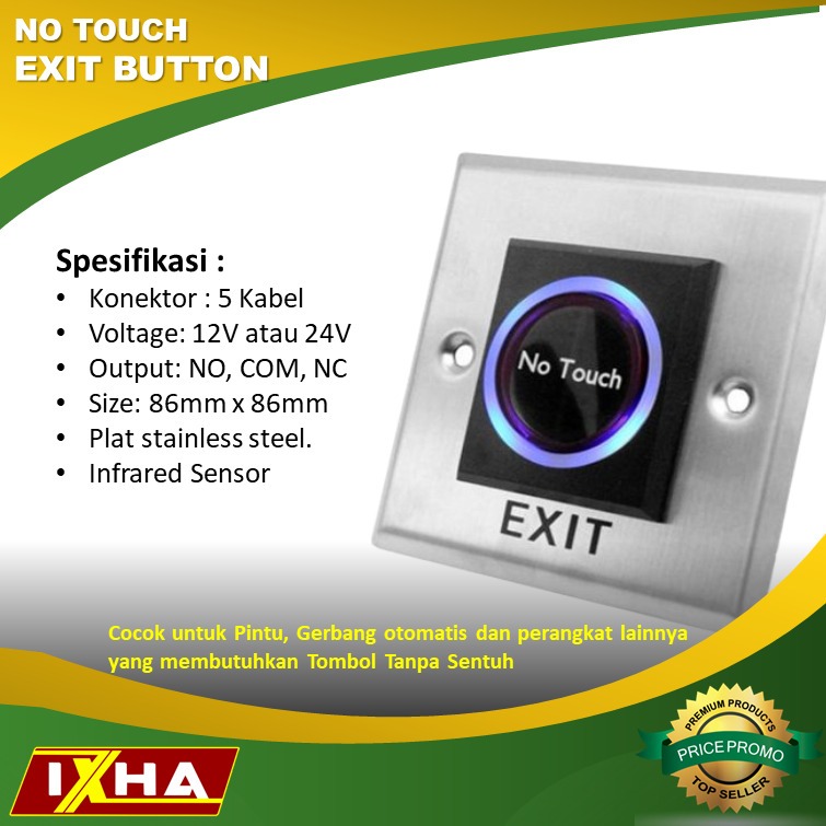 Jual Exit Button Push Button Tombol Contactless No Touch Door Infra red ...