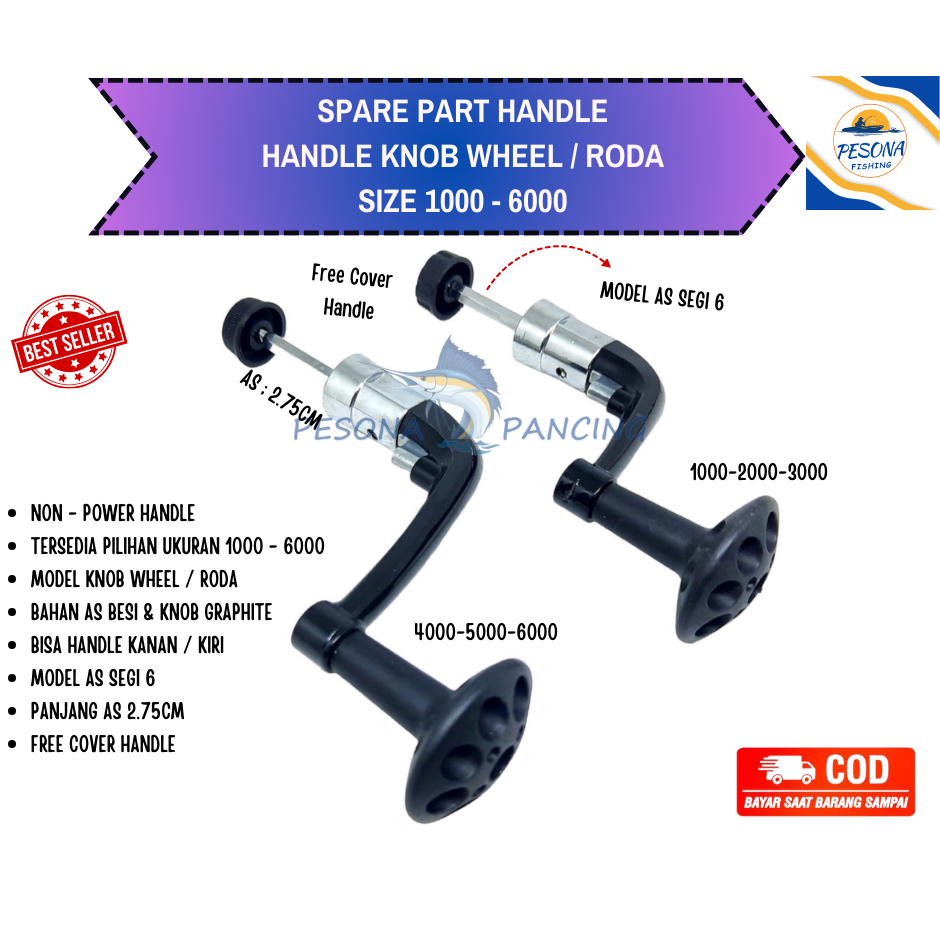 Jual Sparepart Handle Reel Pancing Wheel / Roda Knob 1000 - 6000 (Non ...