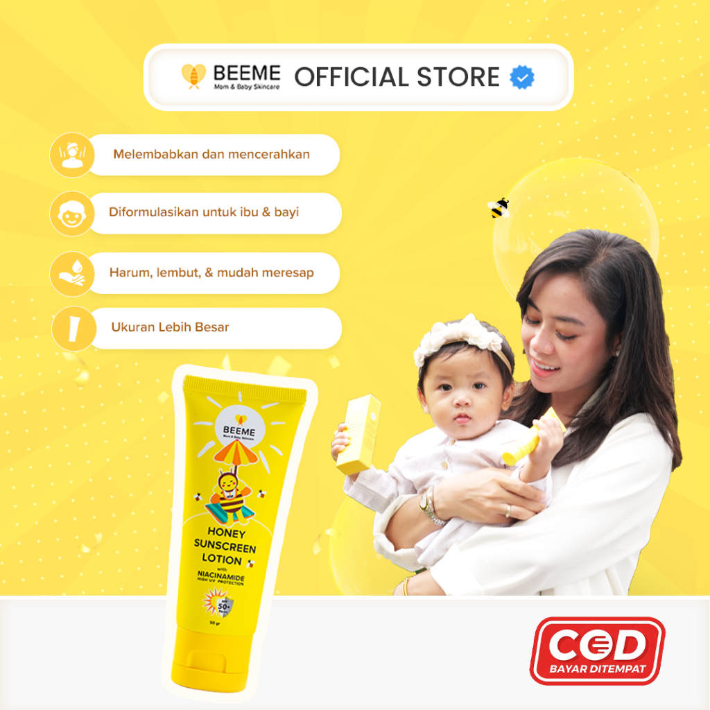 Jual Beeme Honey Sunscreen Lotion with Niacinamide SPF 50+ PA +++ 50gr ...