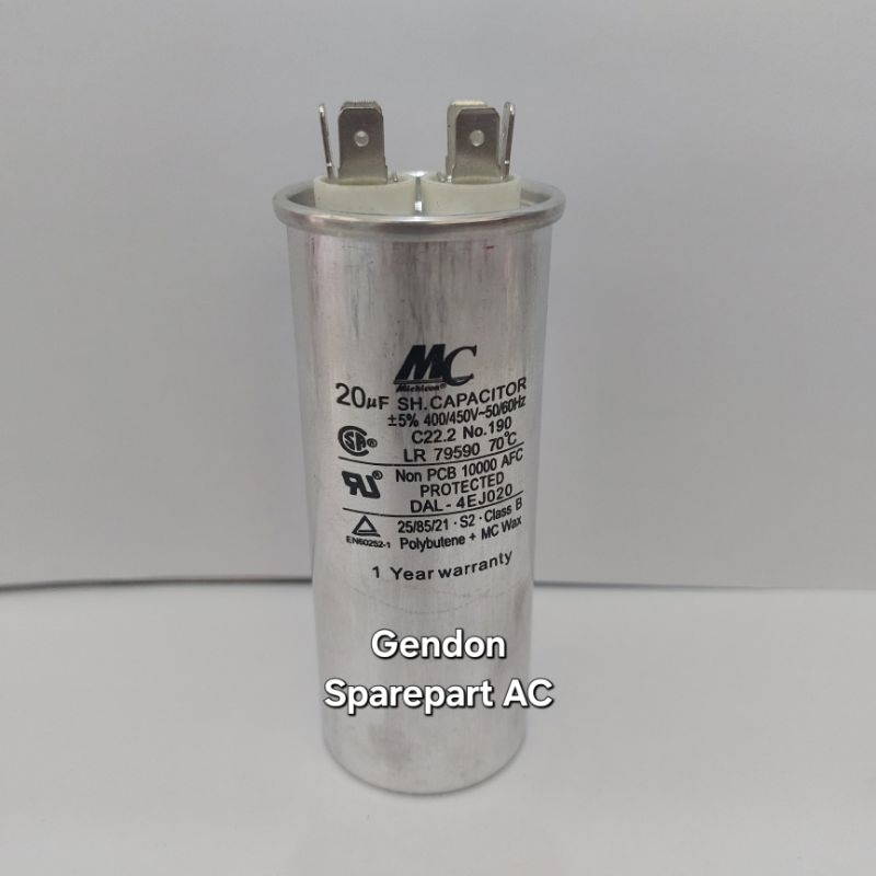 Jual Kapasitor AC MC 20 uF / 20 mikro kaki 2 Capasitor AC 20uf | Shopee Indonesia