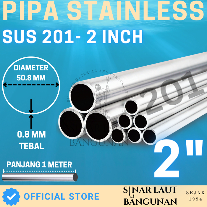 Jual Pipa Stainless 2" SUS 201 TEBAL 0.8MM | Shopee Indonesia