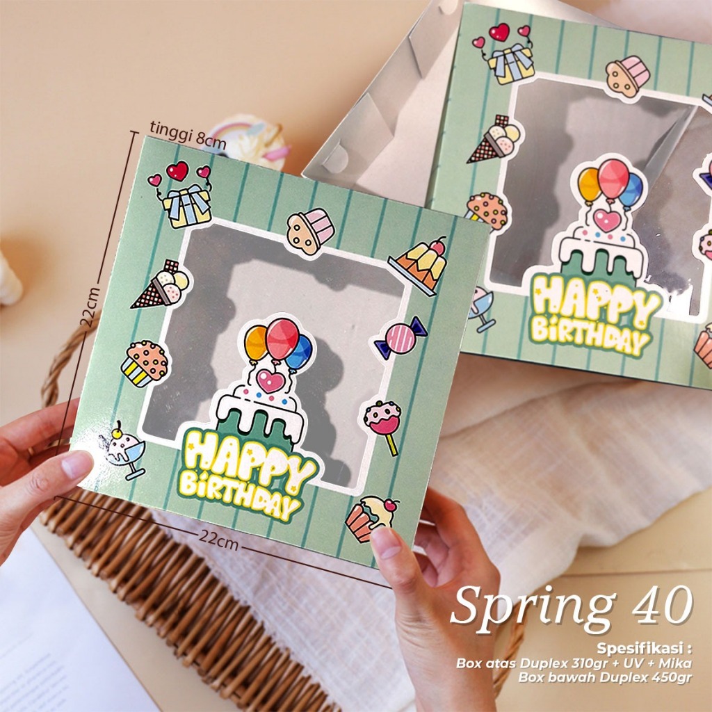 Jual Box Spring 40 | Box Kue Tart Ukuran 22 x 22 x 8 cm| Box Cookies ...