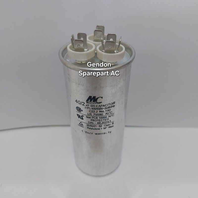 Jual Kapasitor AC MC 40/2 uF / 40+2 mikro kaki 3 Capasitor AC 40+2uf | Shopee Indonesia