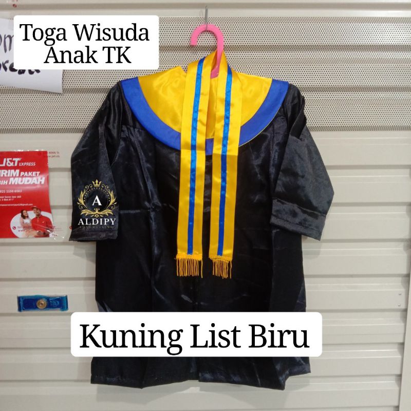 Jual Toga Wisuda Anak TK DAN PAUD BAHAN Satin Warna kuning List Biru ...