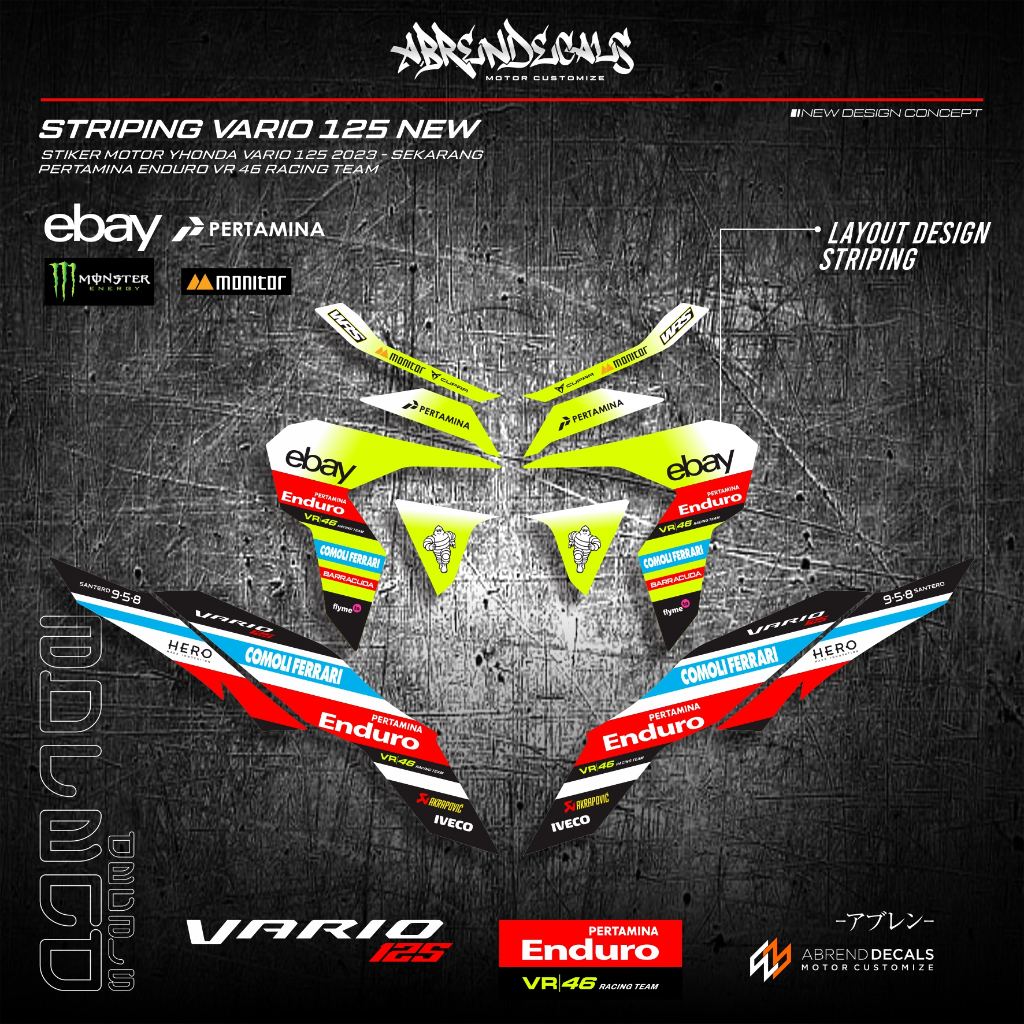 Jual STRIPING VARIO 125 NEW LIVERY PERTAMINA ENDURO VR 46 RACING TEAM ...