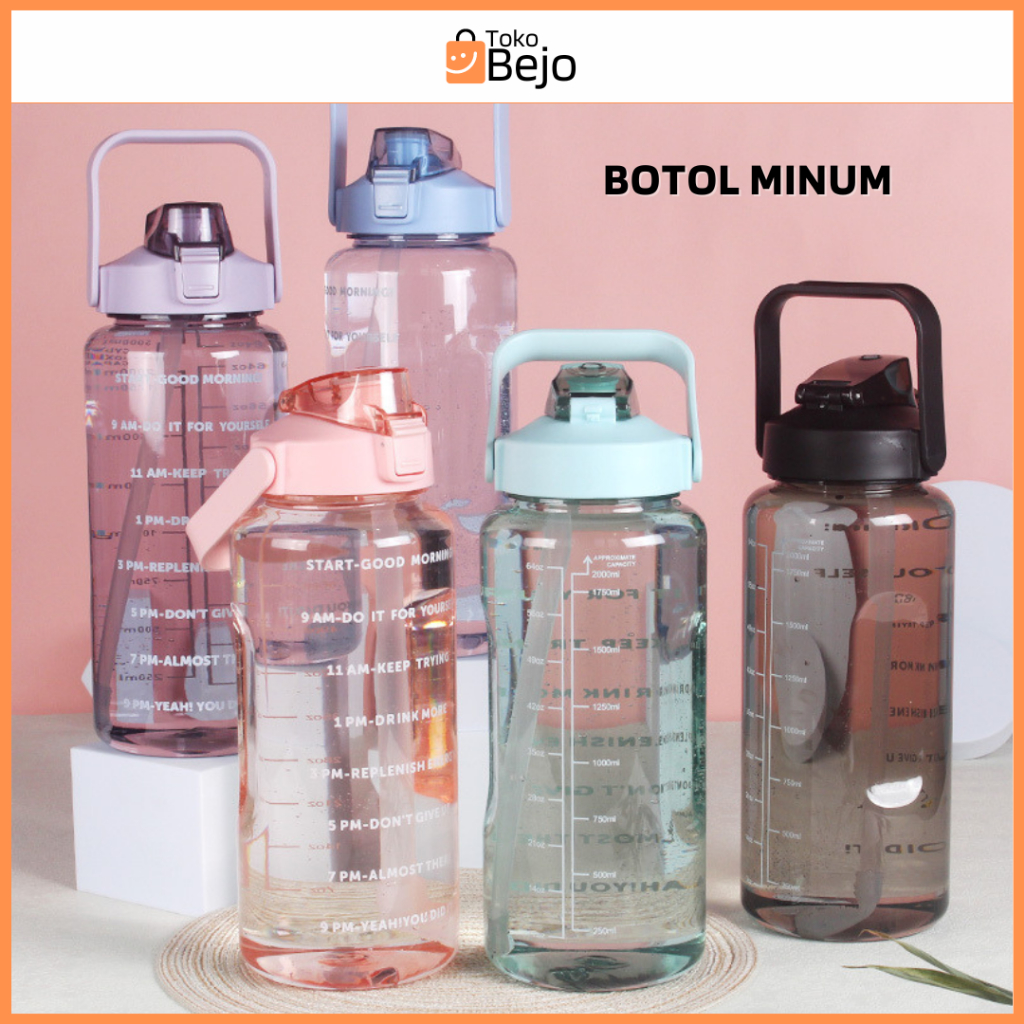 Jual Toko Bejo - Botol Minum Motivasi 2 Liter Bening Ukuran Jumbo Penanda Waktu Aesthetic 2000ml ...