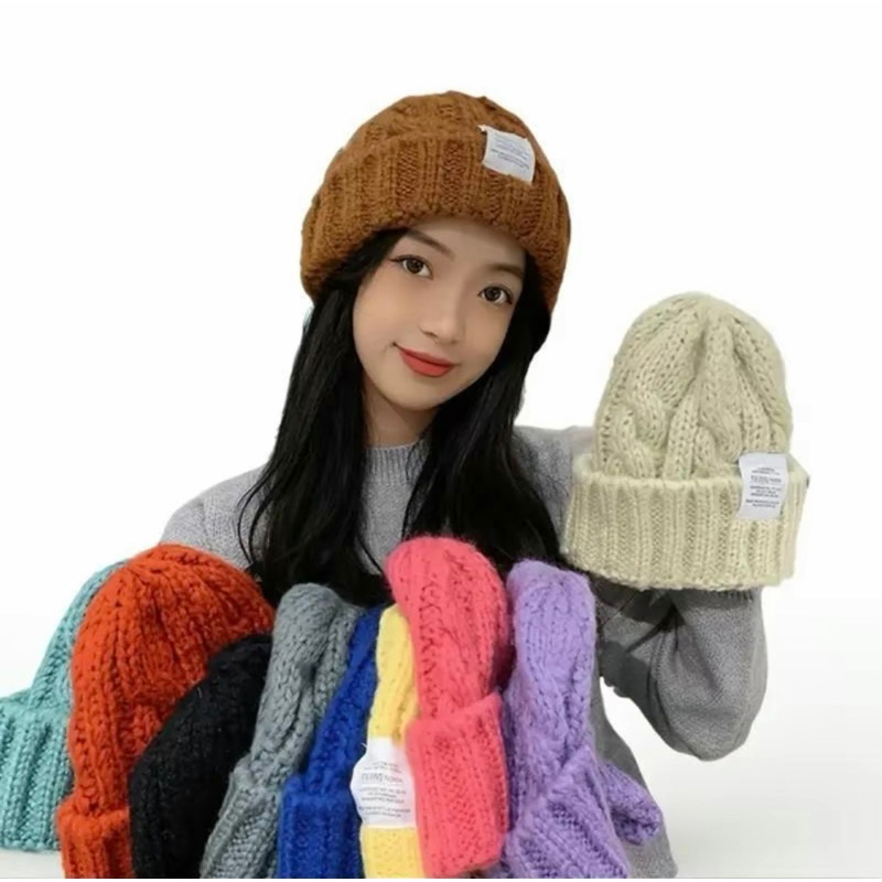 Jual AE Kupluk Rajut Musim Dingin Tebal Kupluk Pompom Winter Qualitas ...