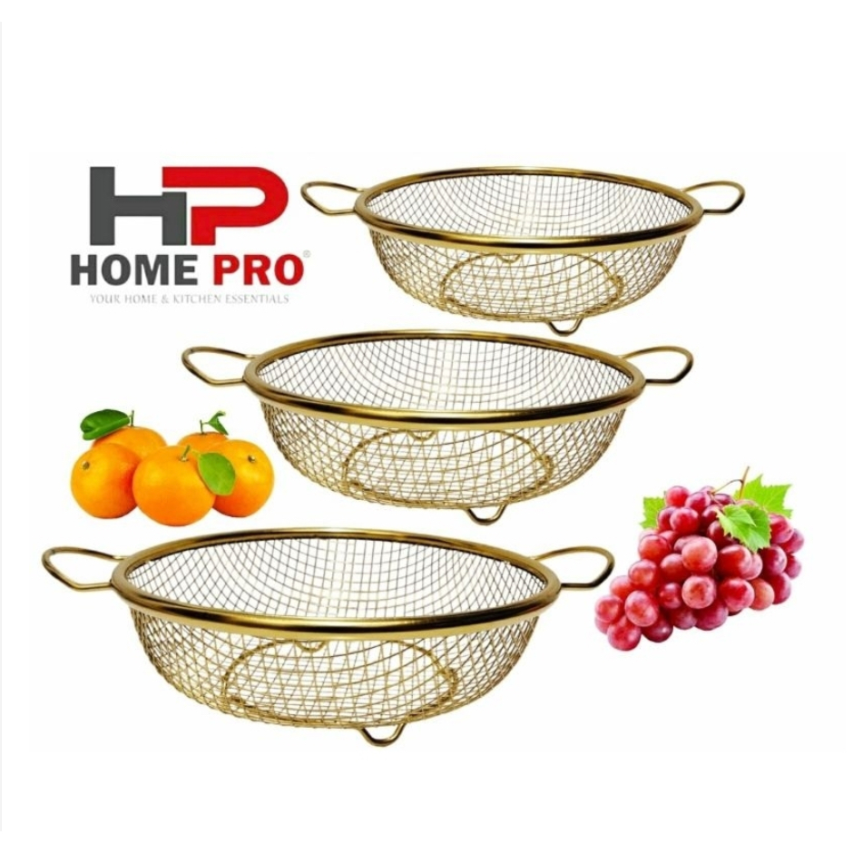 Jual Peniris Gorengan Makanan / Tirisan minyak Serbaguna Gold Stainless ...