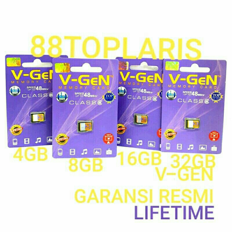 Jual V-gen Micro SD 4GB 8GB 16GB 32GB 64GB Class 6 Class 10 Vgen ...