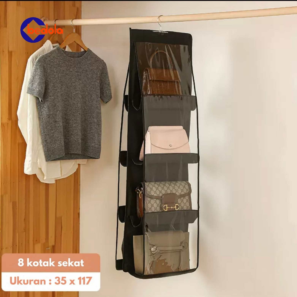 Jual Bedola rak tas gantung 6 sekat 8 sekat kotak tempat penyimpanan ...