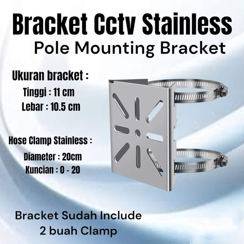 Jual BRACKET CCTV TIANG STAINLESS STEEL INCLUDE HOSE CLAMP DIAMTER 20cm ...