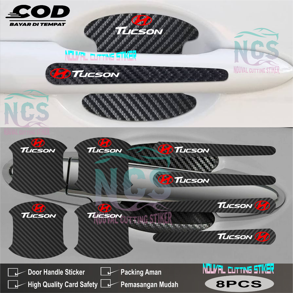 Jual 8 PCS Sticker Carbon 3D Pelindung Gagang Pintu Mobil Tucson ...