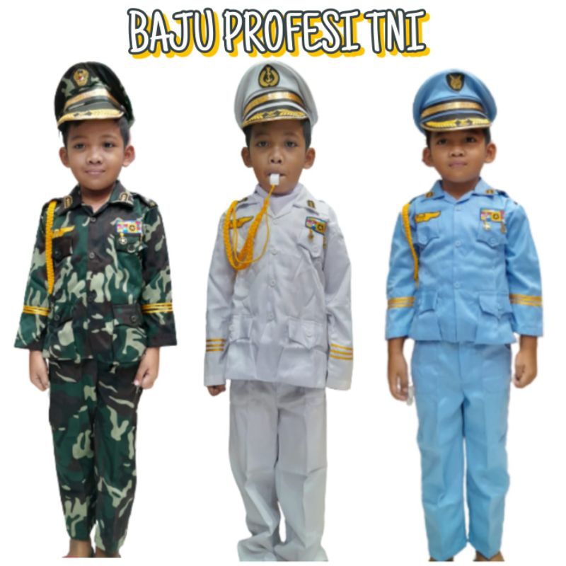 Jual baju profesi anak seragam TNI Angkatan udara, angkatan laut, angkatan darat | Shopee Indonesia
