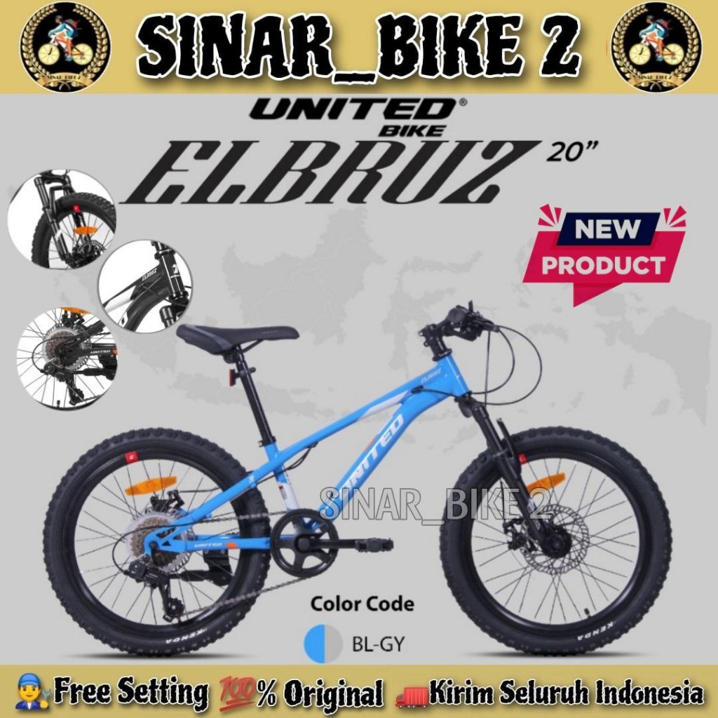 Jual Sepeda Gunung MTB UNITED ELBRUZ Ukuran 20 ,24 & 26 Inch Rem Cakram 21 Speed | Shopee Indonesia