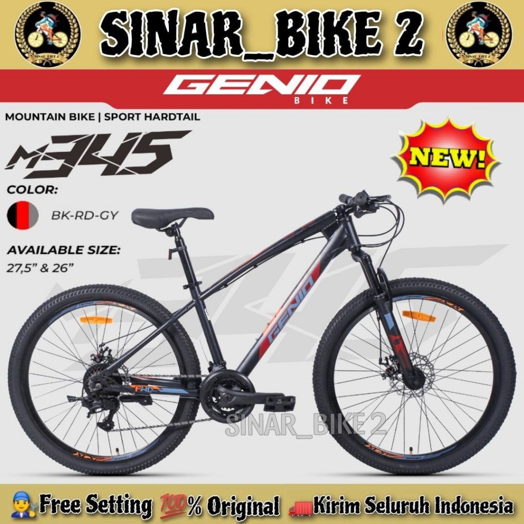 Jual Sepeda Gunung MTB GENIO M345 Ukuran 27,5 Inch Rem Cakram 24 Speed | Shopee Indonesia