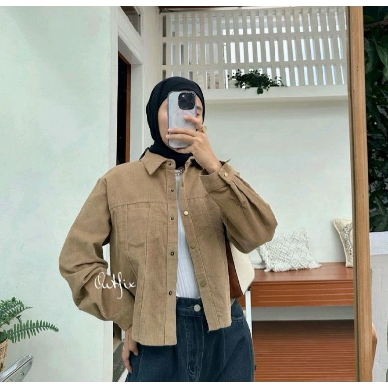 Jual Crop Corduroy Jacket By Outfix New Shopee Indonesia