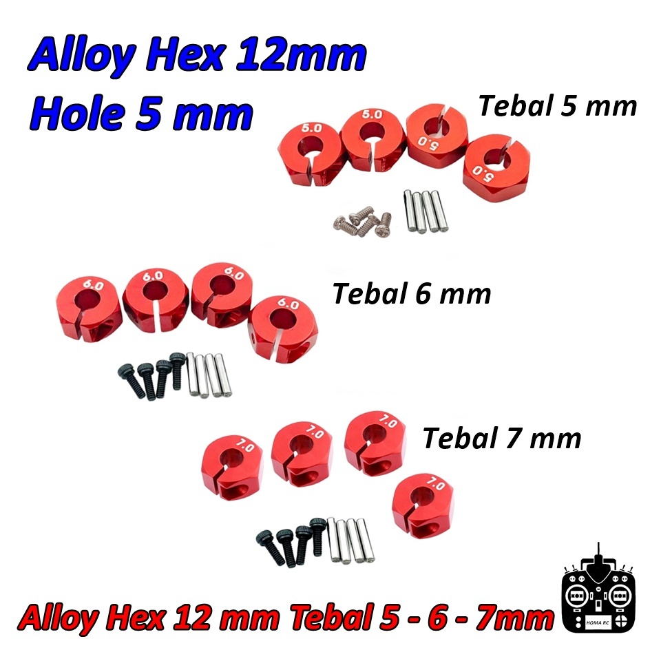 Jual Hex Alloy 12 mm Tebal 5 6 7 mm untuk HSP HPI Tamiya RC Car Hobby ...