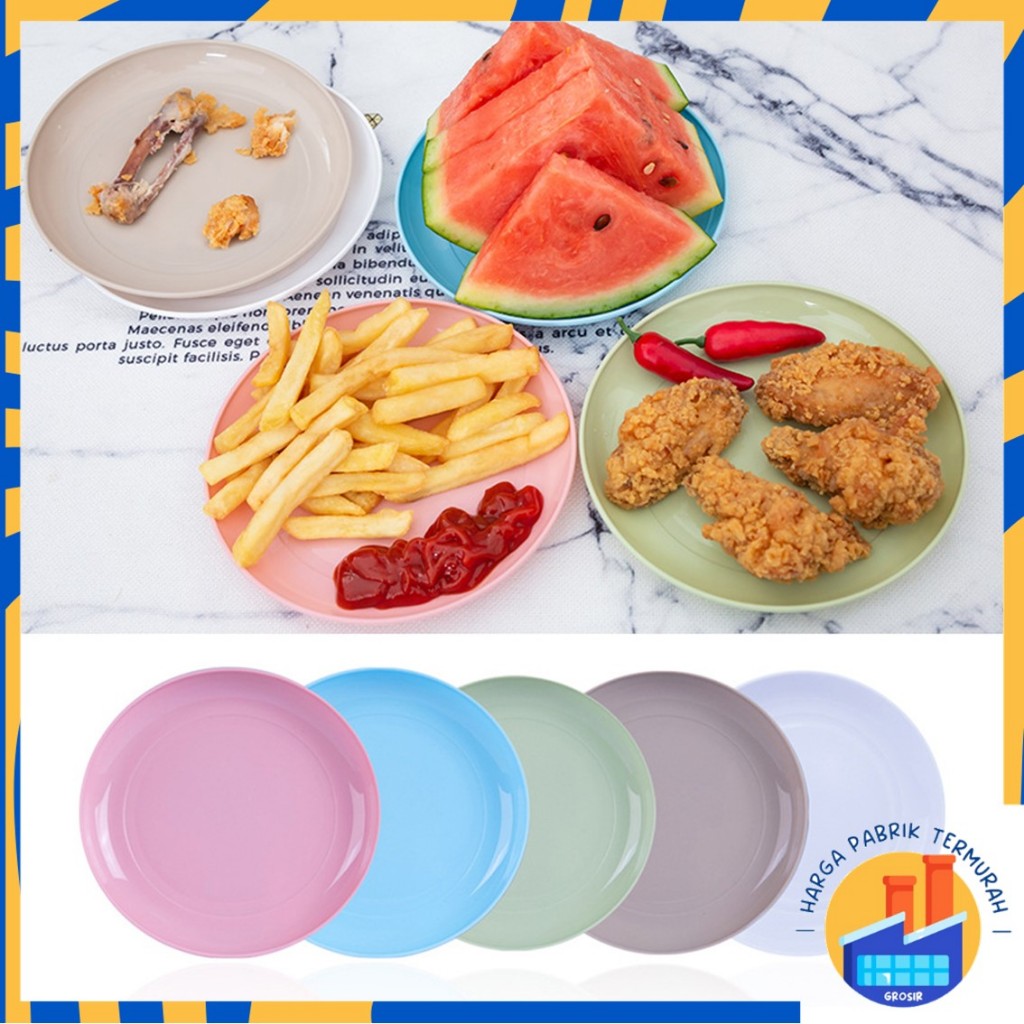 Jual HPTPiring Plastik Warna Pastel 22.5Cm Round Plate Biodegradable ...