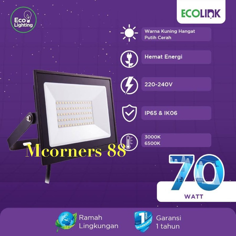 Jual Ecolink Flood Light Led Lampu Sorot 70 Watt Shopee Indonesia