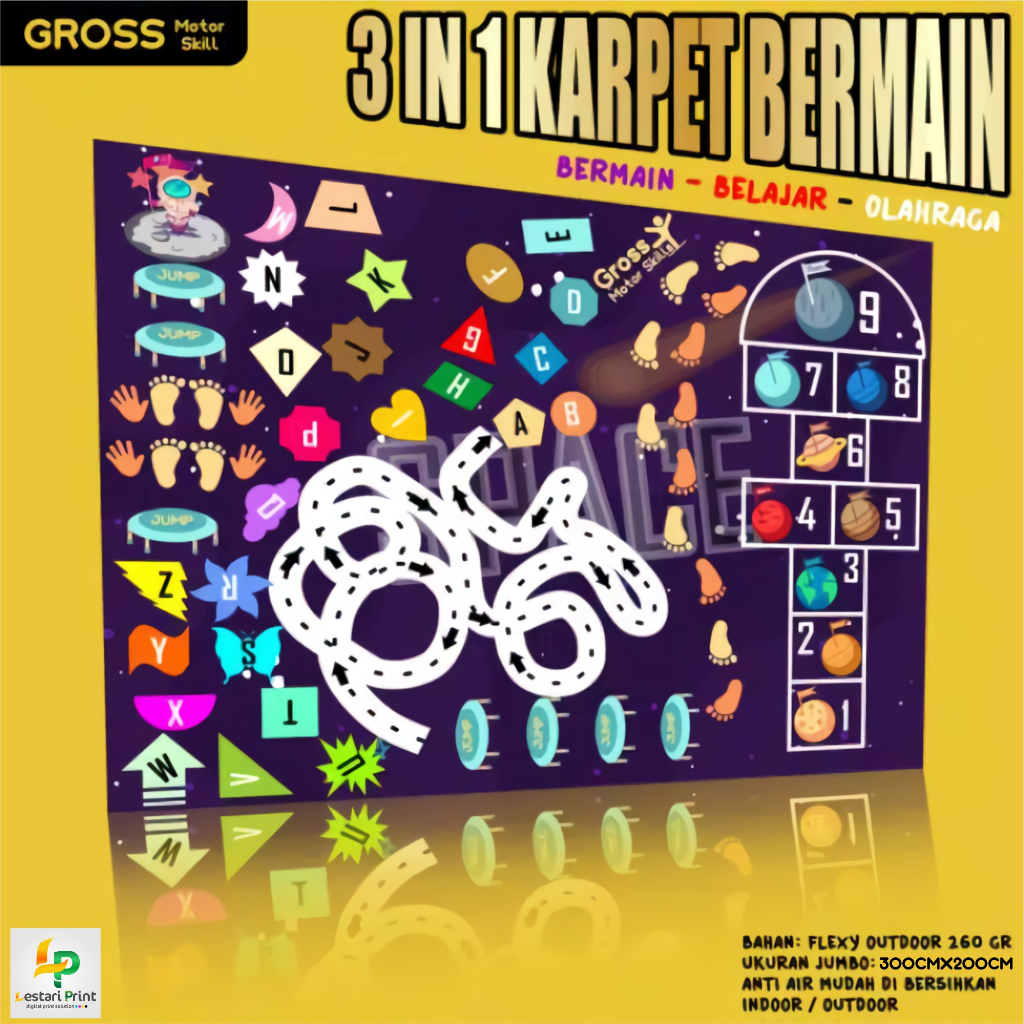 Jual Karpet Main Anak Edukasi 3m x 2m / 3 in 1 / Gross Motor Skill ...