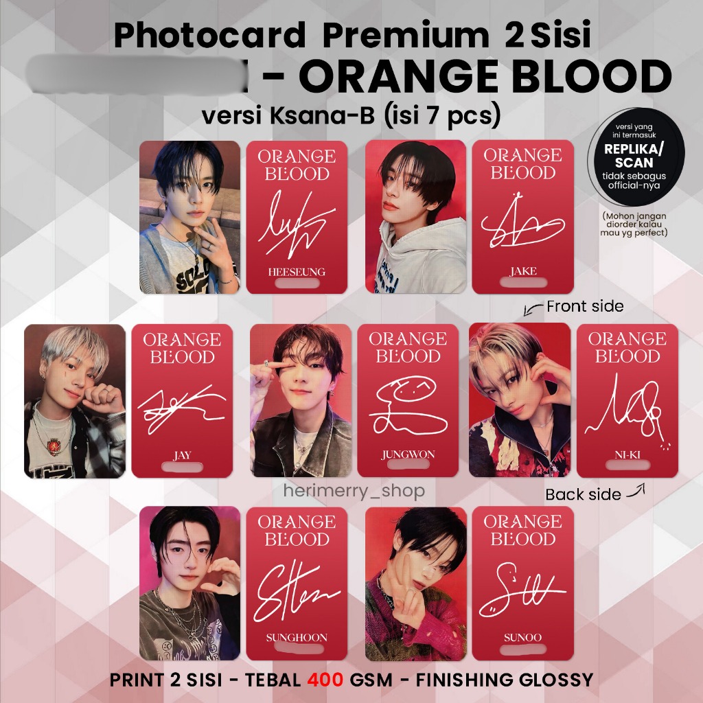 Jual (ISI 7 PCS) Photocard ENH*A ORANGE BLOOD - PC 2 SISI KPOP Premium fotocard Merch Unofficial ...