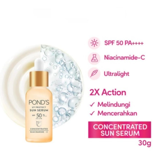 Jual PONDS UV PROTECT SUN SERUM SPF50 PA++++ UVA UVB 30GR BOTOL | Shopee Indonesia