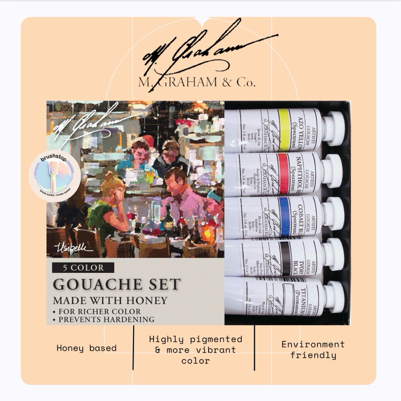 Jual Gouache M Graham Set 5 warna tube 15 ml | Shopee Indonesia