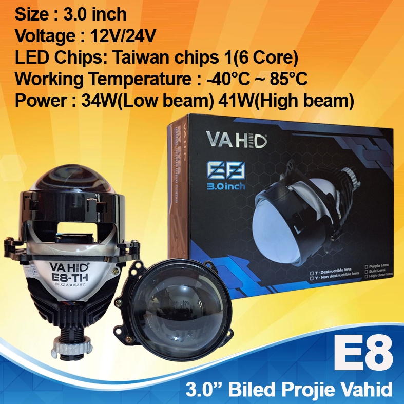 Jual E8 Vahid - 3.0 inch LED Projector Headlight | Bi-LED E8 Vahid Hi-Lo | Shopee Indonesia