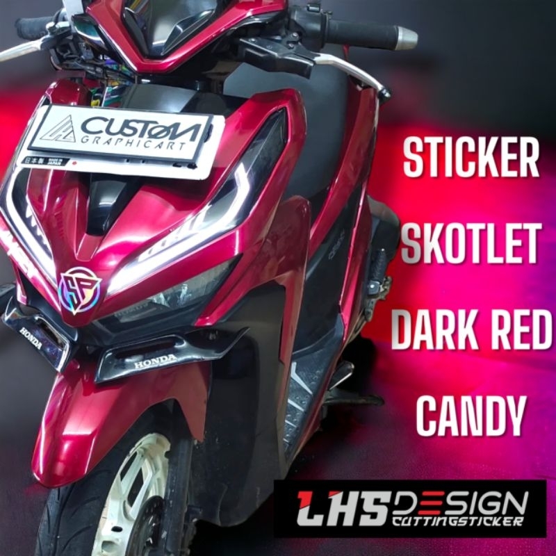 Jual Stiker Skotlet Fanchi Dark Red Candy Glossy Per meter | Shopee ...