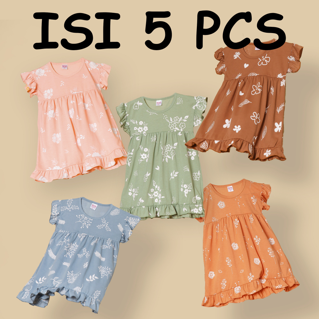 Jual (ISI 5 PCS) Dress Anak Perempuan Fullprint Flower/ Daster Anak ...