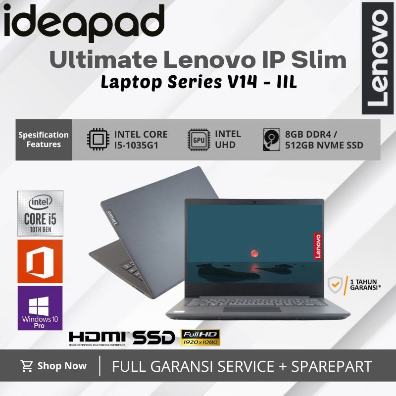 Jual Laptop Lenovo IP Slim V14-IIL I5-1035G1 512GB SSD 8GB Windows 10 Pro Grey | Shopee Indonesia