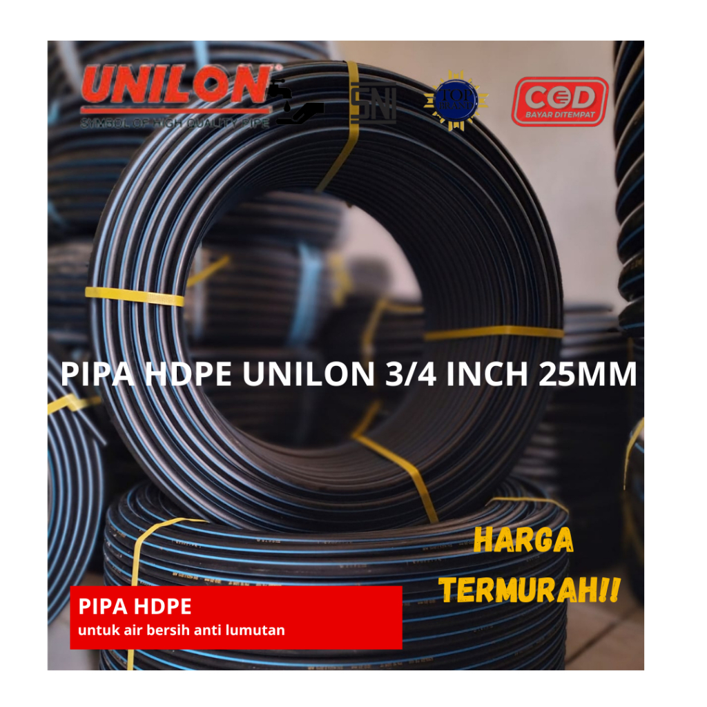 Jual PIPA HDPE UNILON 3/4 INCH (25MM) 1 ROL 100 METER | Shopee Indonesia
