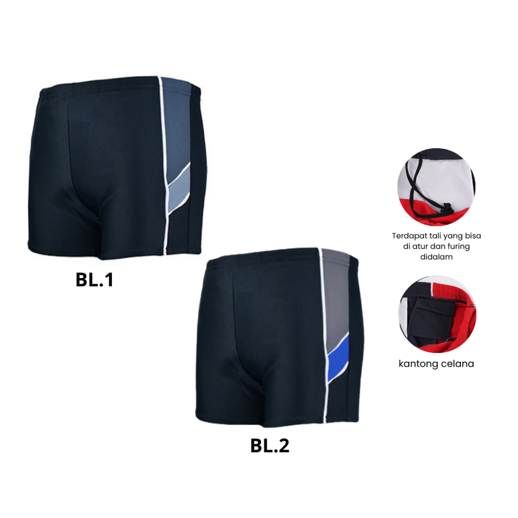 Jual SILVER Celana Renang Pria Pendek Black / Men's Tight Swim Short - 14202 BL | Shopee Indonesia