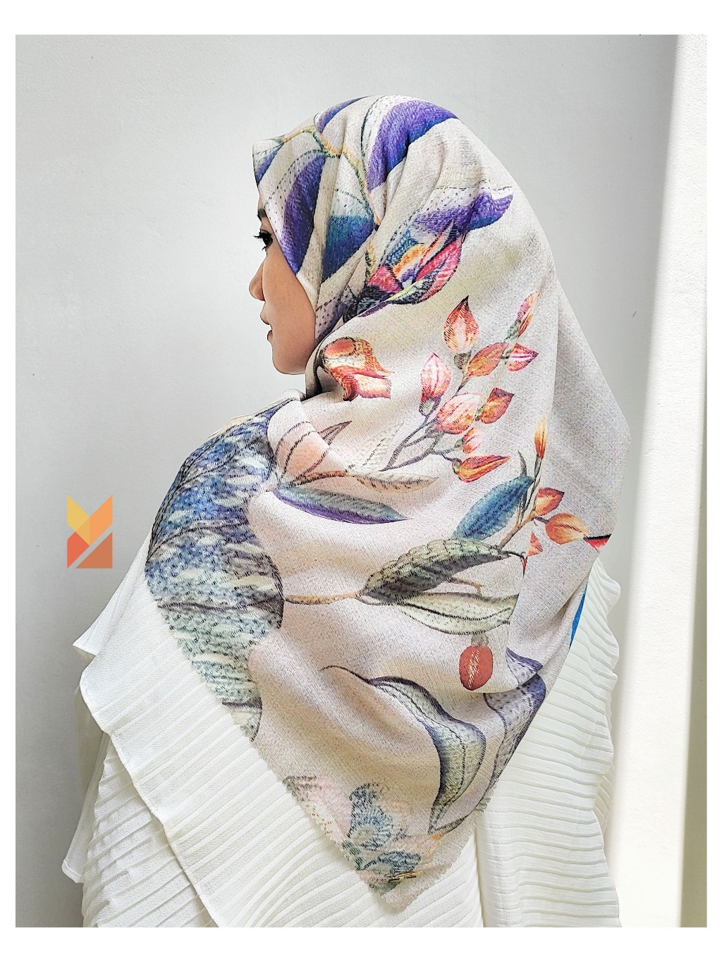 Jual Sophia - by YHUMA Scarf | Fleur Series | Hijab Voal Printing Premium | Hijab Motif Segi ...