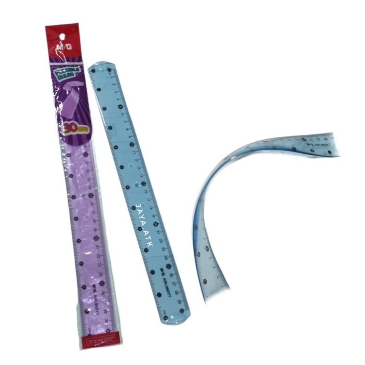 Jual Penggaris Lentur 30cm Transparan M&G Soft Flexiable Ruler ARL960Y7 ...