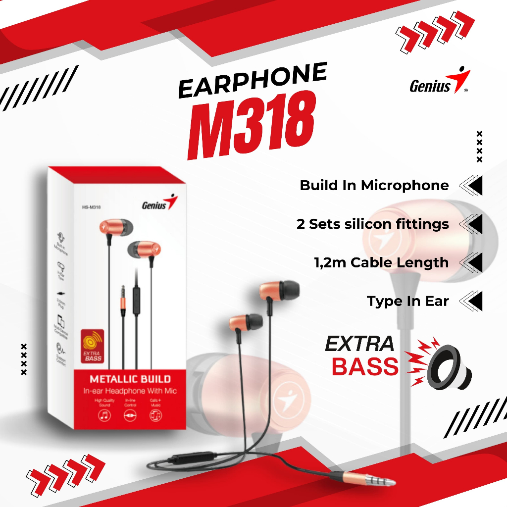 Jual GENIUS IN-EAR HEADPHONE WITH MIC HS-M318 | Shopee Indonesia