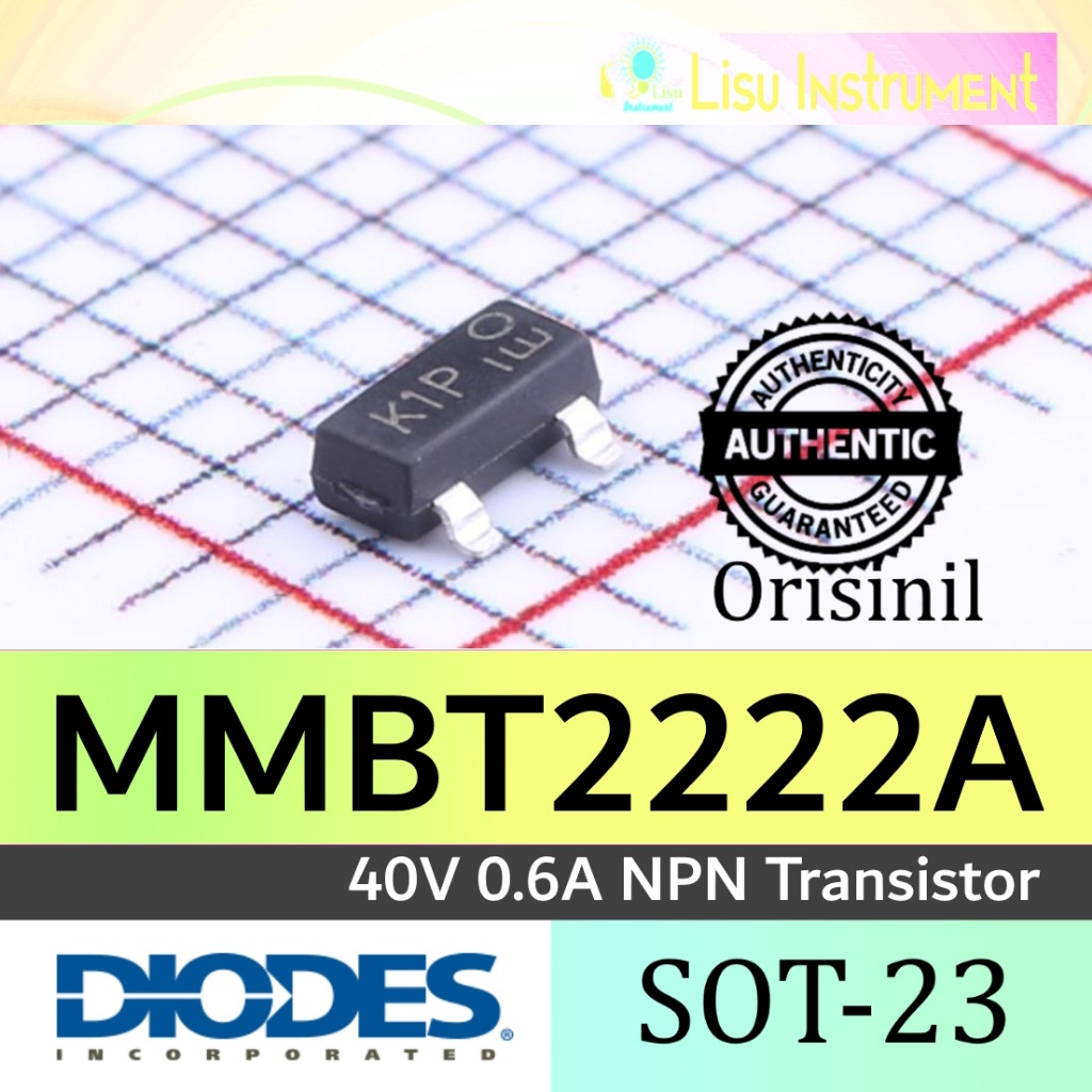 Jual MMBT2222A 40V 0.6A NPN Transistor K1P MMBT2222 SOT23 Diodes ...