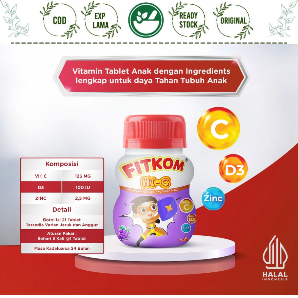 Jual FITKOM TABLET HISAP MULTIVITAMIN ANAK ISI 21 PERMEN HISAP FIT KOM ...