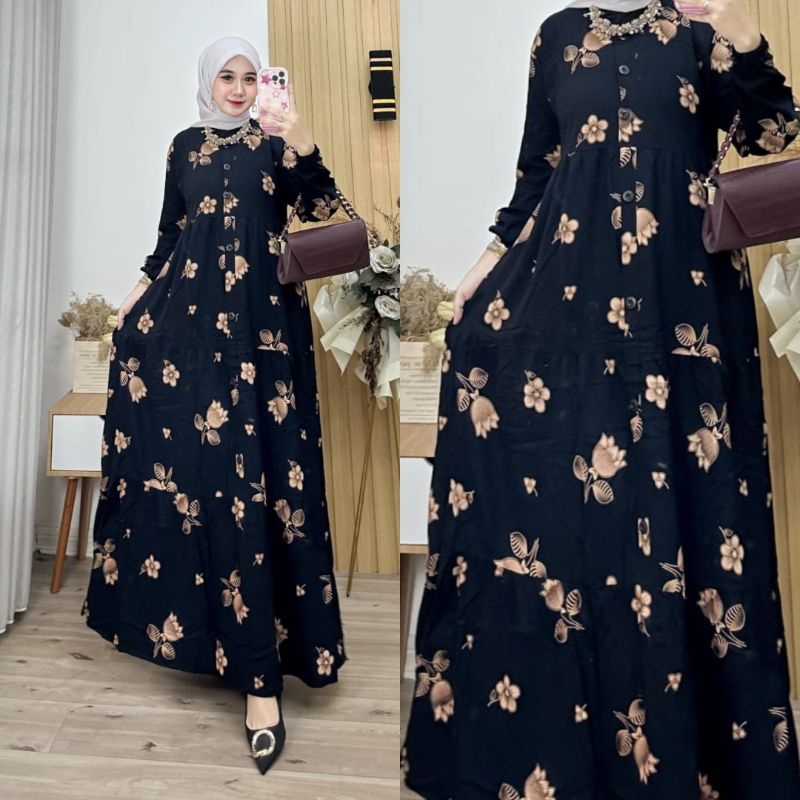 Jual GAMIS TERBARU MOTIF BUNGA VIRAL MODEL SUSUN KANCING DEPAN BUSUI | Shopee Indonesia
