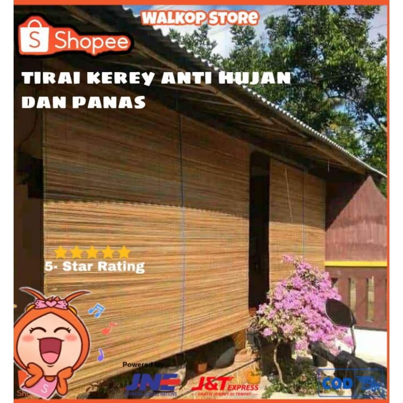 Jual Kerey tirai kulit bambu sawit coklat natural size 2x2m,lengkap dengan tali penggulung ...