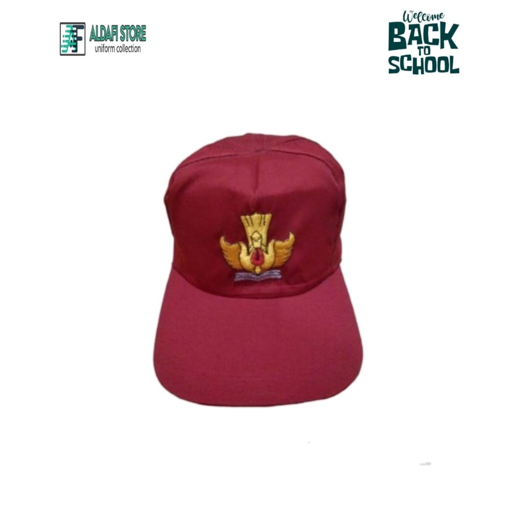 Jual Topi Seragam SD Warna Merah Polos Logo Bordir Tut Wuri Handayani ...